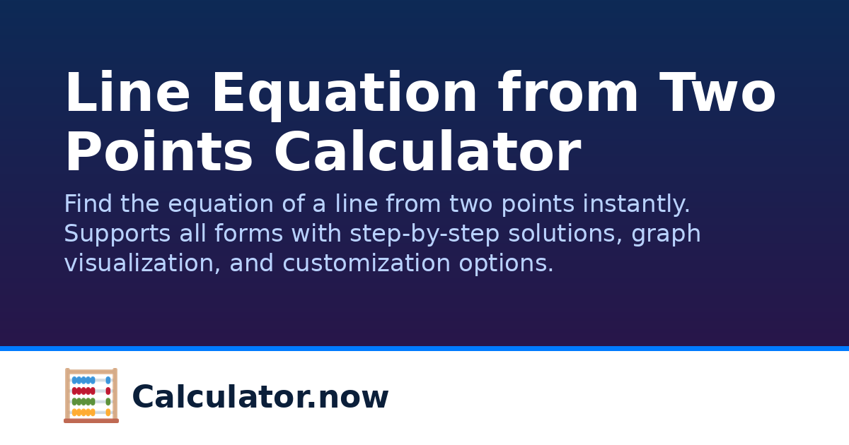 Line Equation from Two Points Calculator | Calculator.now