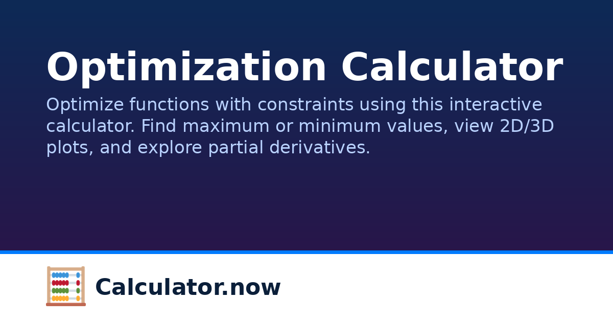 Optimization Calculator | Calculator.now
